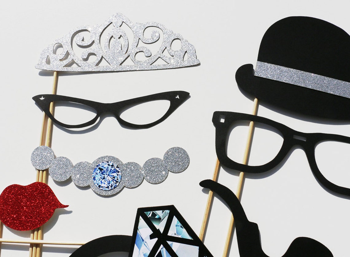 Party Photo Booth Set 15 Piece Set GLITTER Wedding - Etsy