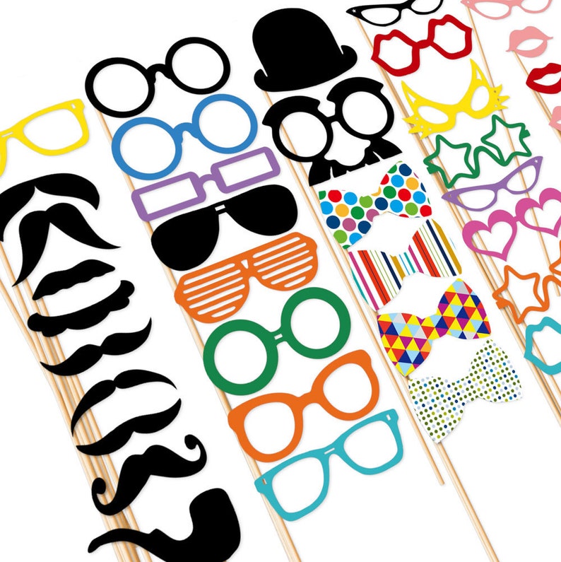 Wedding Photo Booth Props 40 Piece Photo Booth Props Set | Etsy