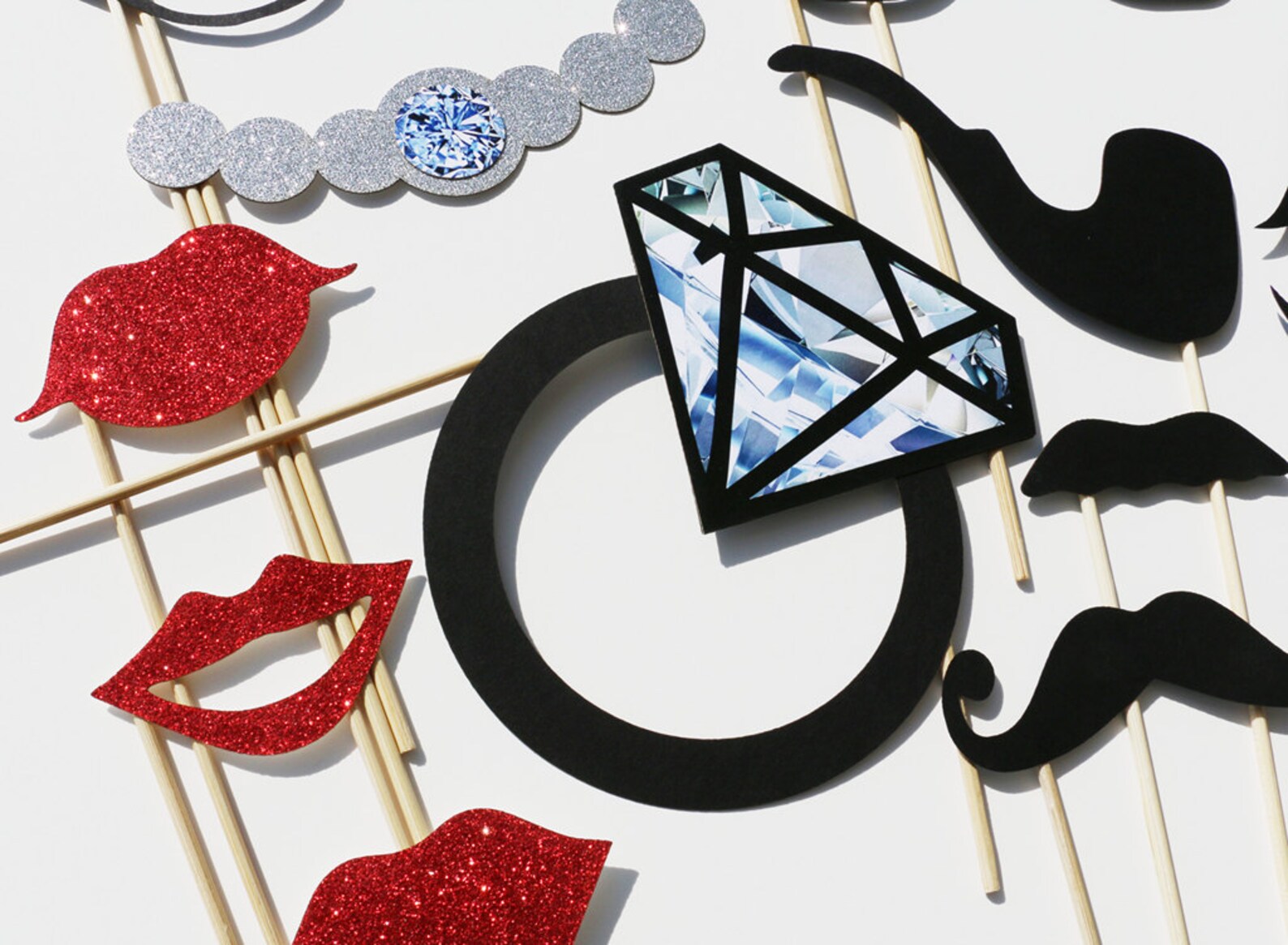 Party Photo Booth Set 15 Piece Set GLITTER Wedding - Etsy