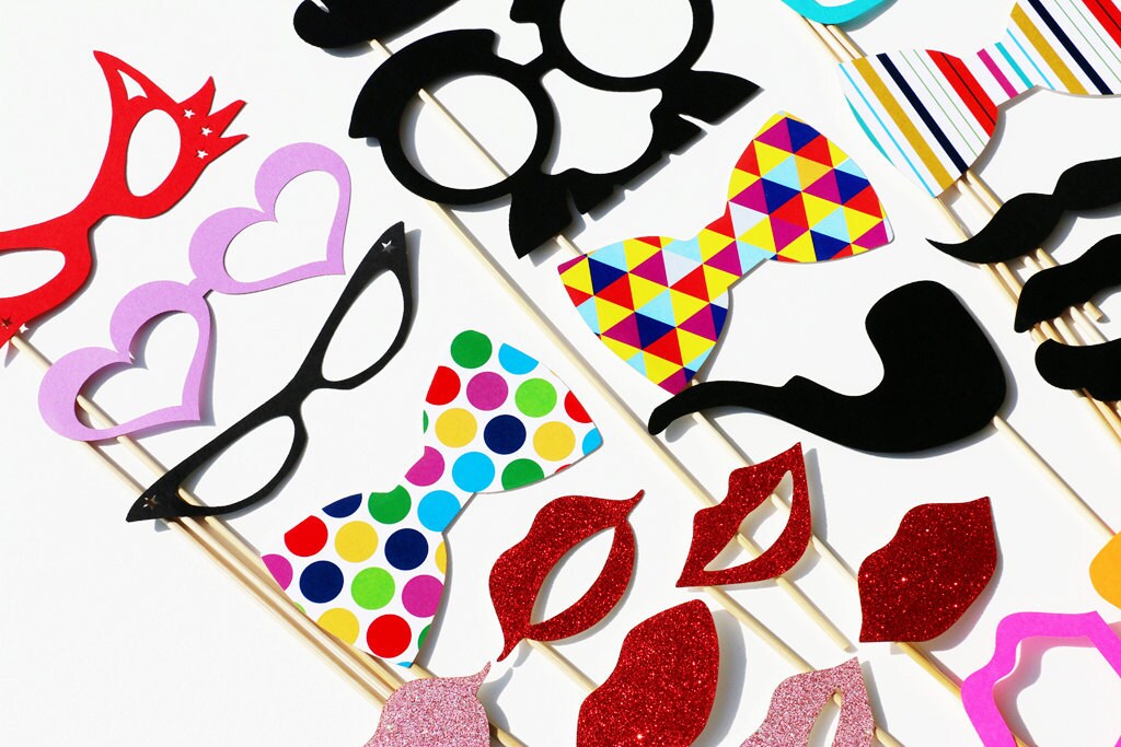 Wedding Photo Booth Props 30 Piece Set Party Photo Props - Etsy