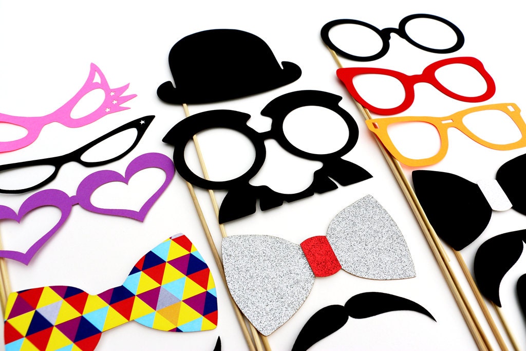 Wedding Photo Booth Party Props 20 Piece Set With GLITTER | Etsy