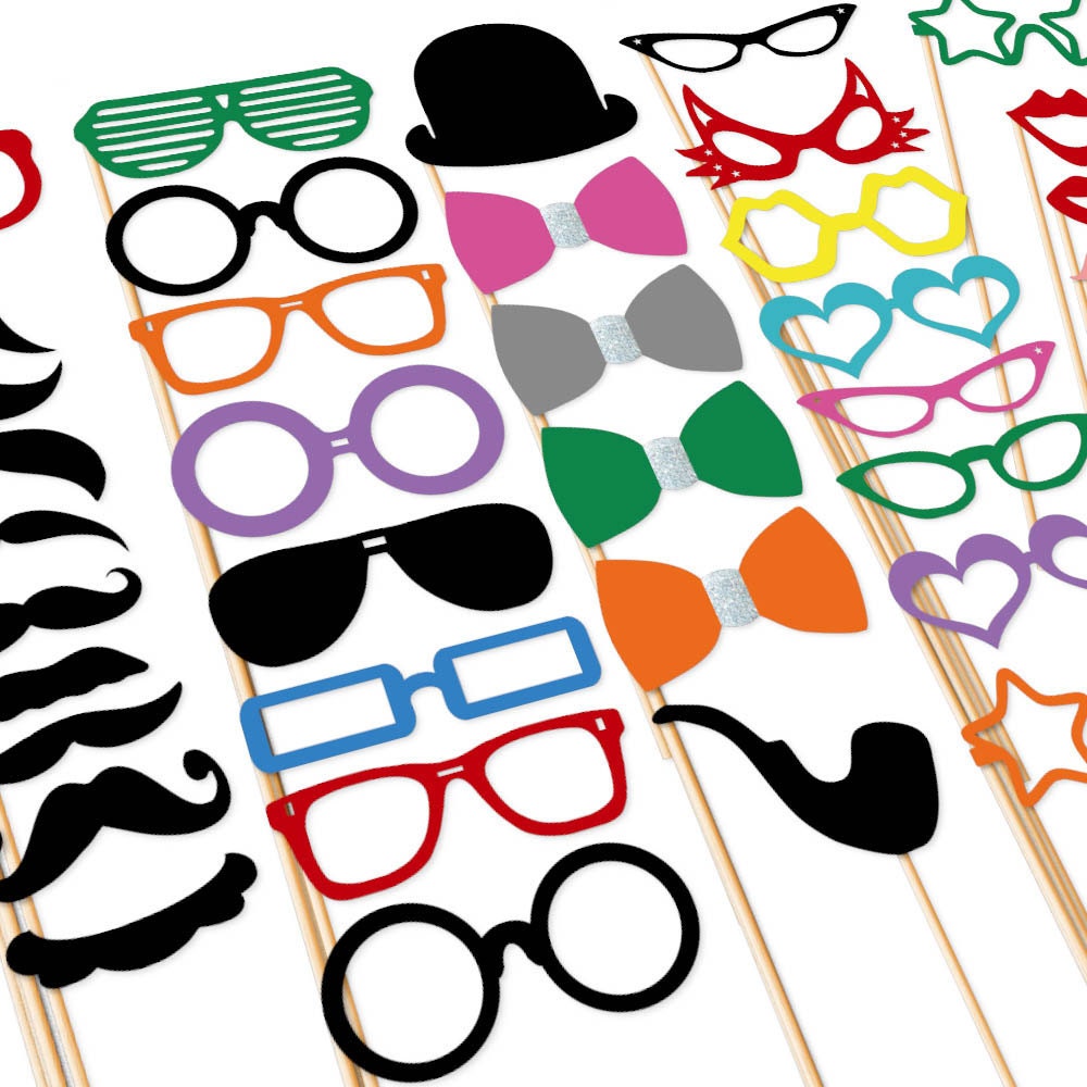 Photo Booth Party 40 Piece Party Photo Props Set Wedding - Etsy