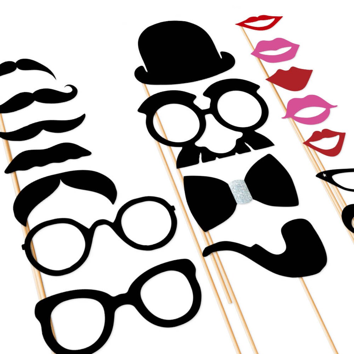 Photo Booth Props on a Stick 18 Piece Set Weddings - Etsy