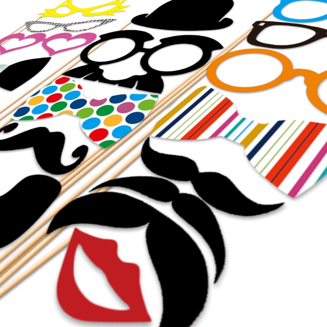 Photo Booth Party 20 Piece Photobooth Props Set Wedding | Etsy