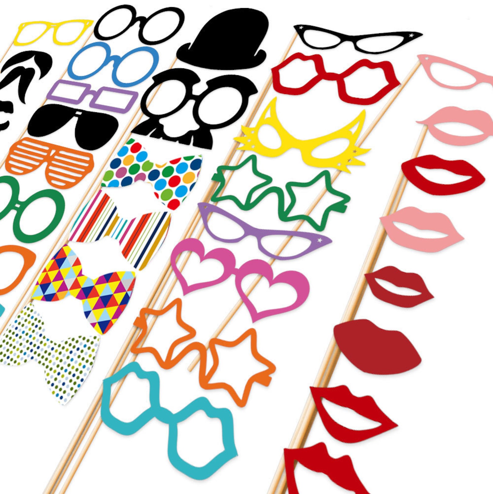 Wedding Photo Booth Props 40 Piece Photo Booth Props Set | Etsy