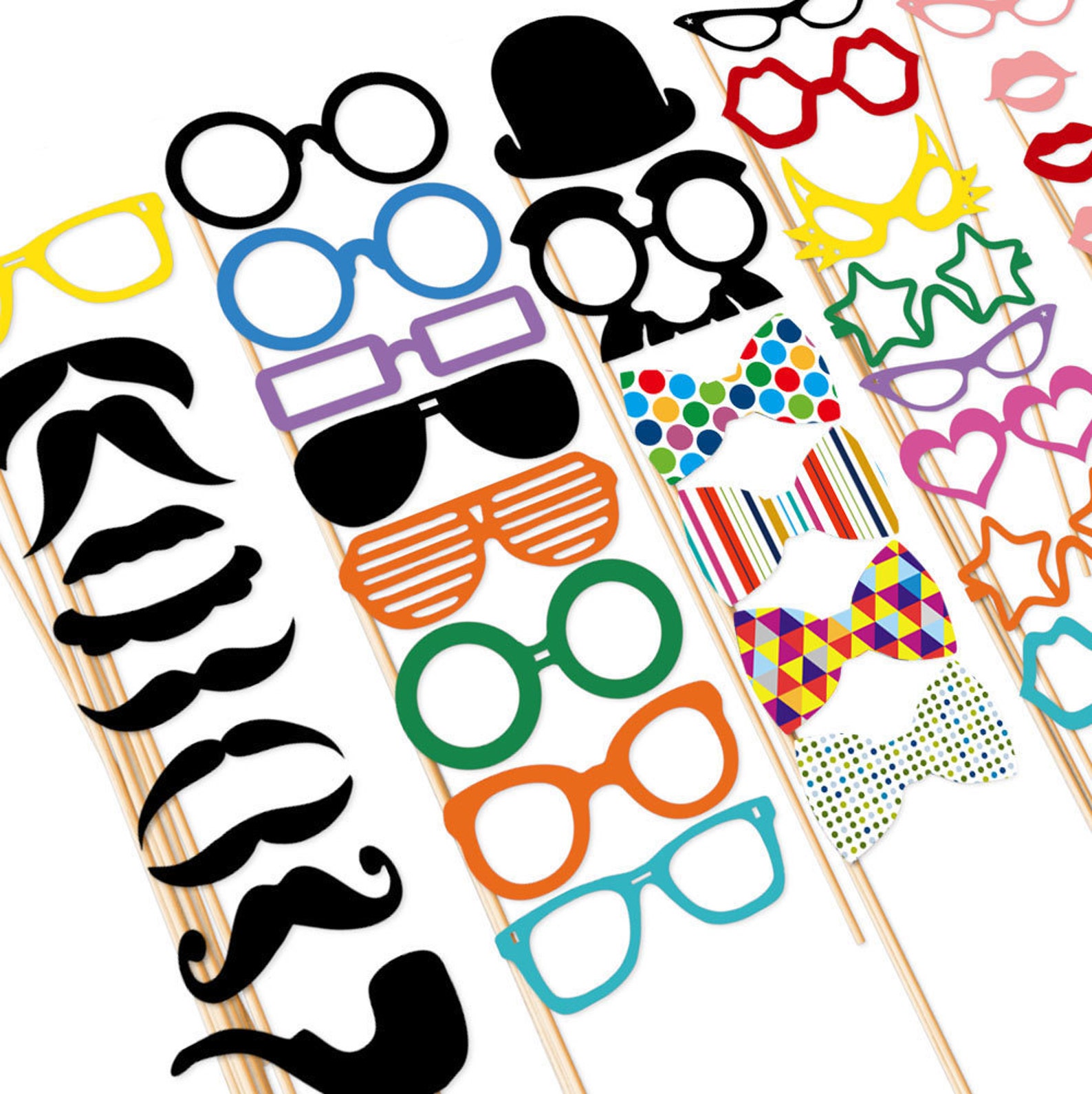 Photo Booth Props - Best Wedding 40 Piece Photo Props Set - Photobooth ...