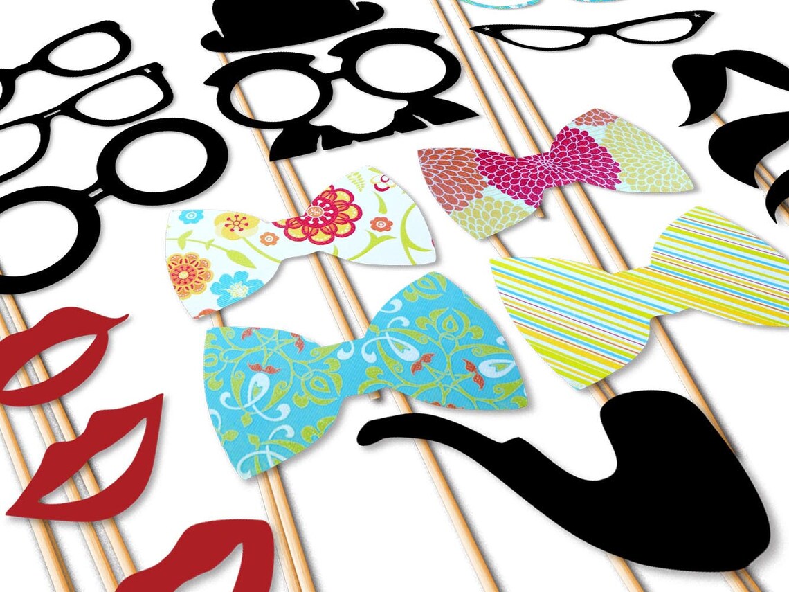 Photo Booth Props 22 Piece Party Set on a Stick Wedding - Etsy