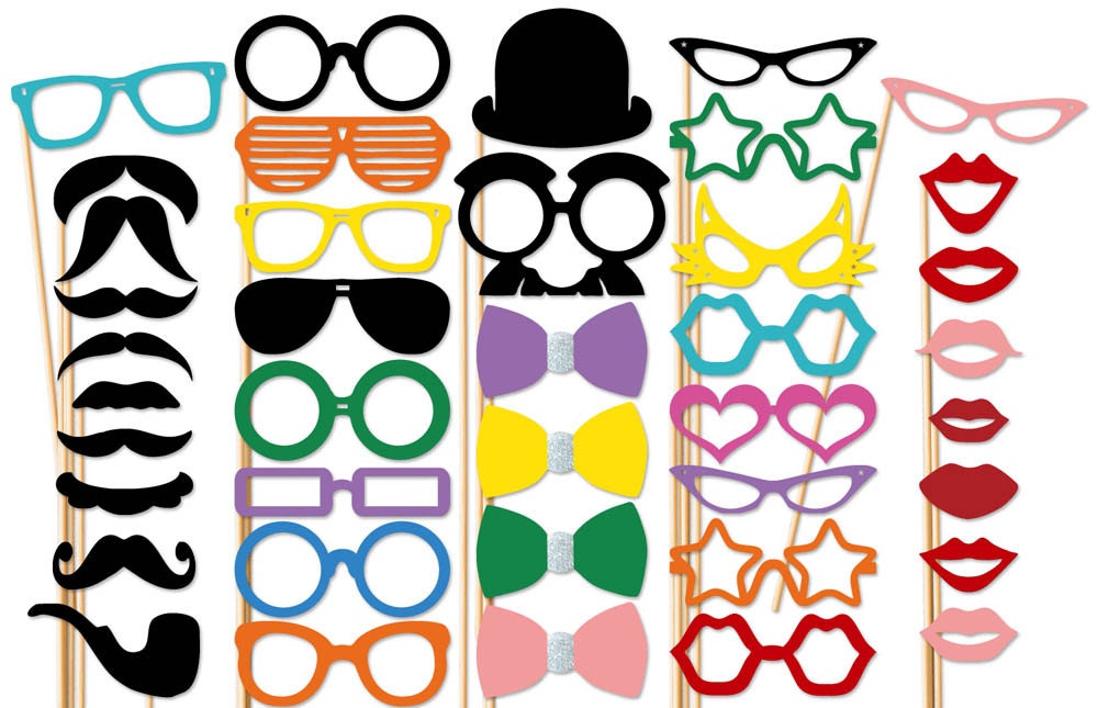 Best Wedding Photo Booth Props 40 piece set Mustache Party | Etsy