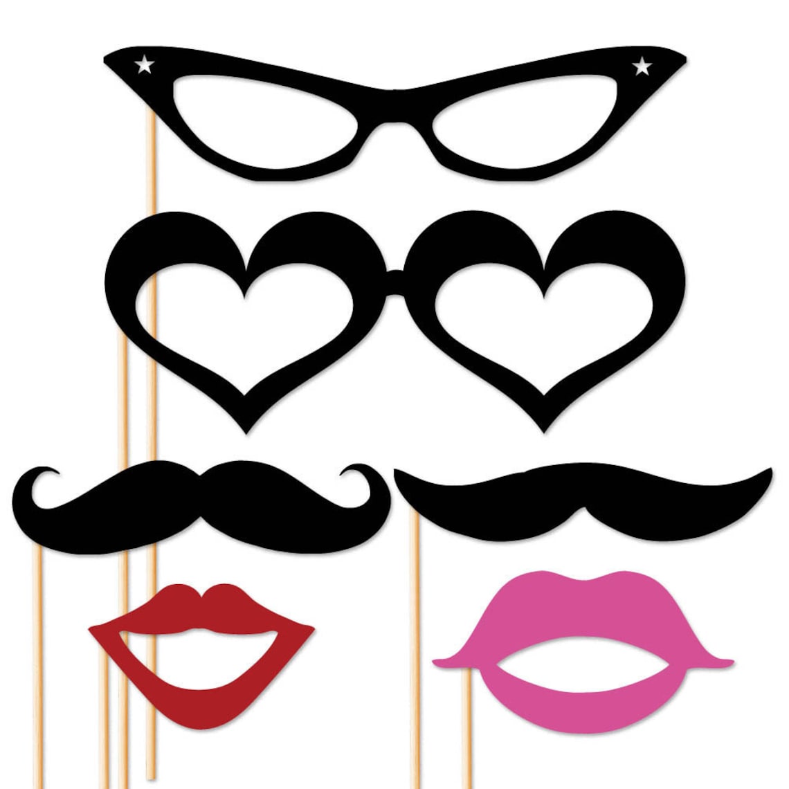 Photo Booth Props On a Stick 18 Piece Set Weddings | Etsy