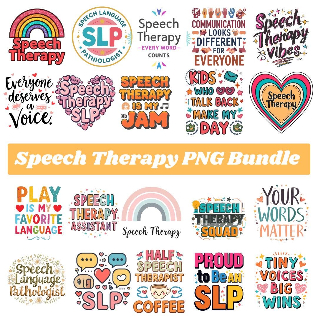 Speech Therapy Clipart PNG Bundle, SLP Designs (digital Download) - Etsy