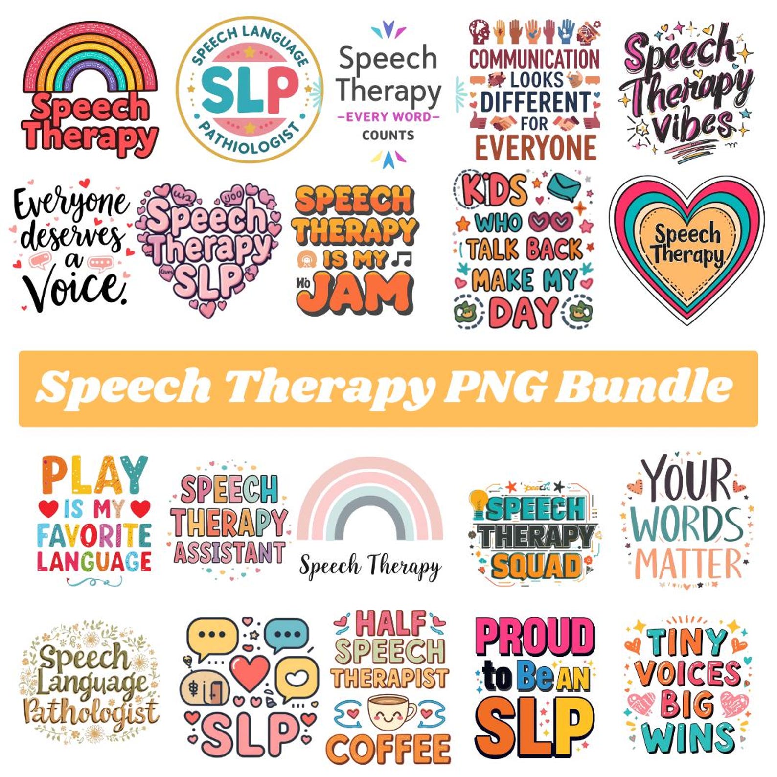 Speech Therapy Clipart PNG Bundle, SLP Designs (digital Download) - Etsy