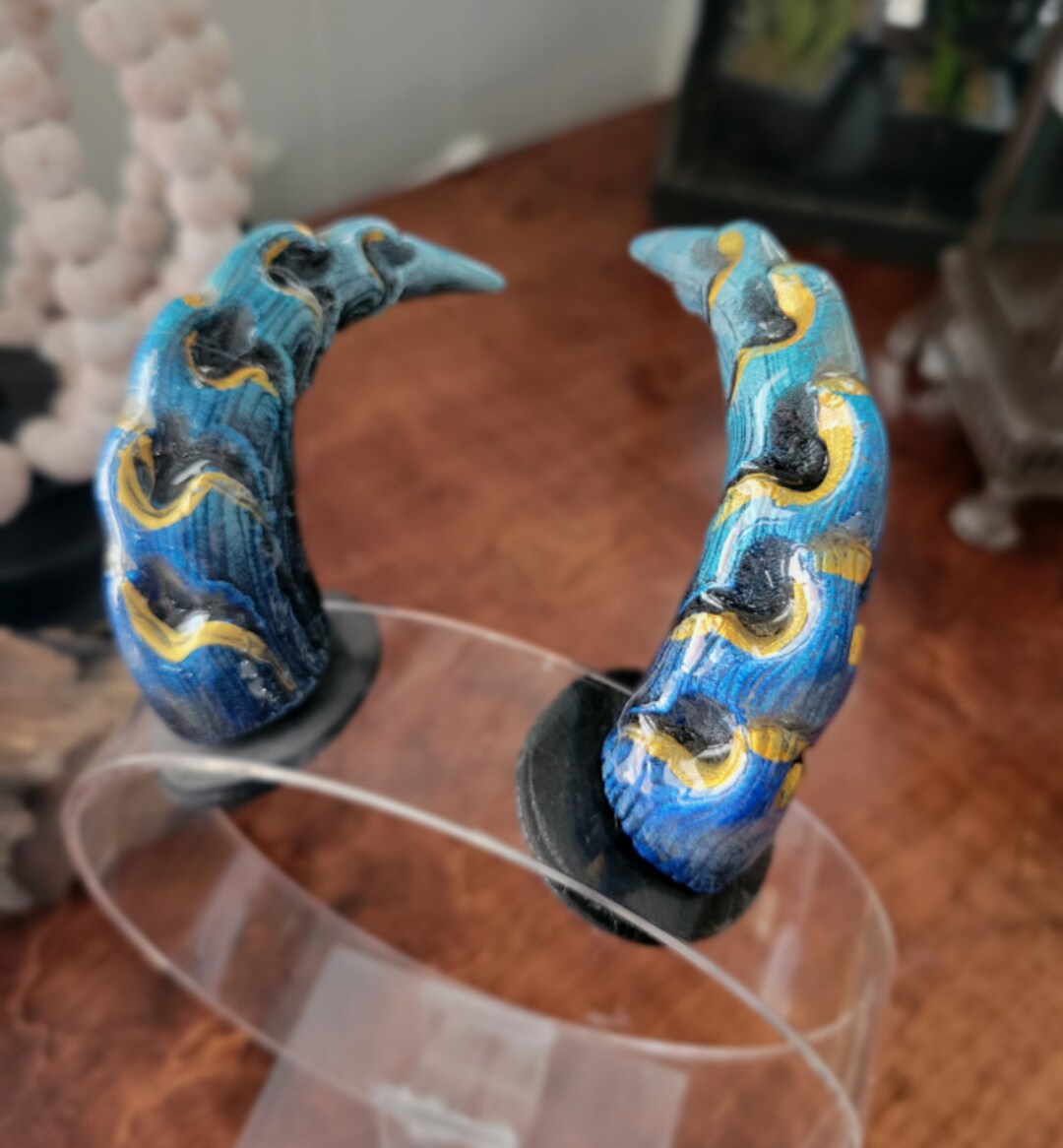 Blue Bone Gold Steampunk Lich Costume Horns - Etsy