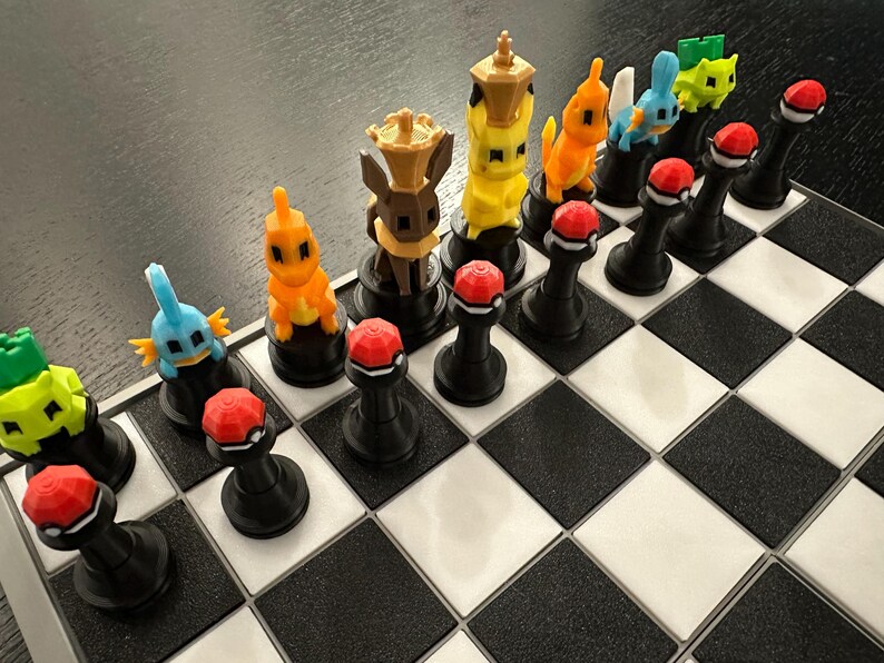 Pokémon Chess Set, 3D Printed Custom Chess Game, Pokémon Board Game ...