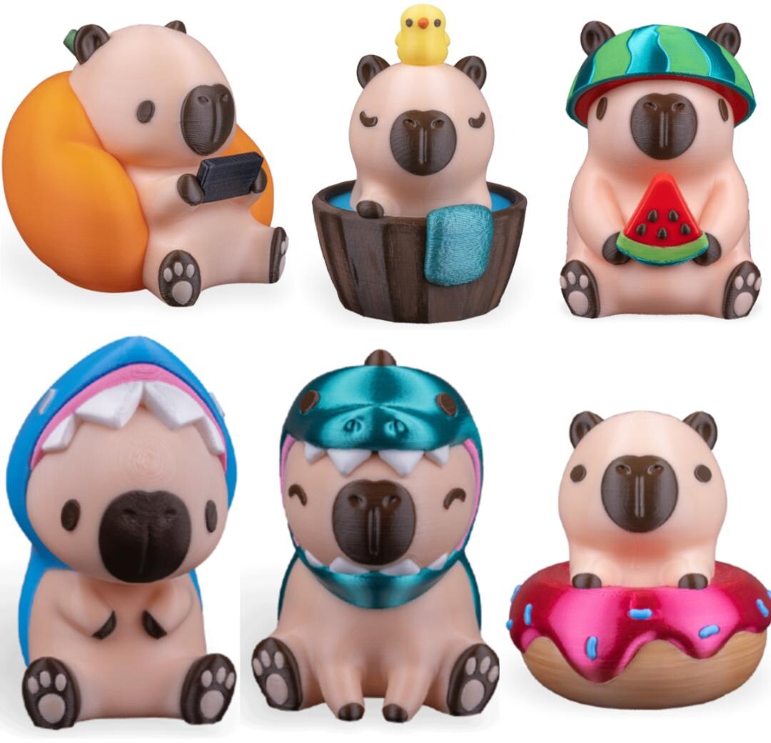 Cute Capybara Figurines, 3D Printed Kawaii Desk Buddy, Pick Your Style ...