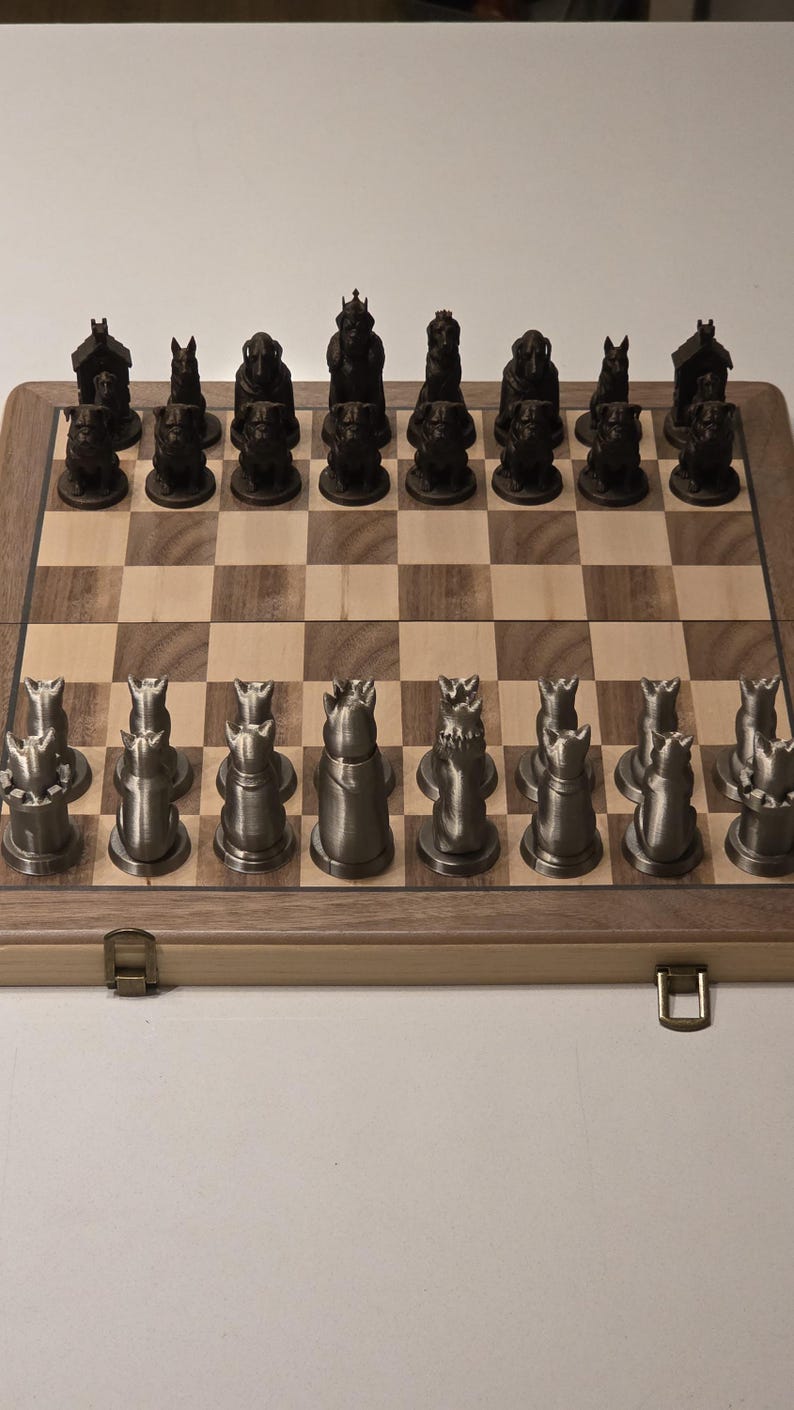 Cat Vs Dog Chess Set, 3D Printed Animal Chess Pieces, Cute Pet Lover ...