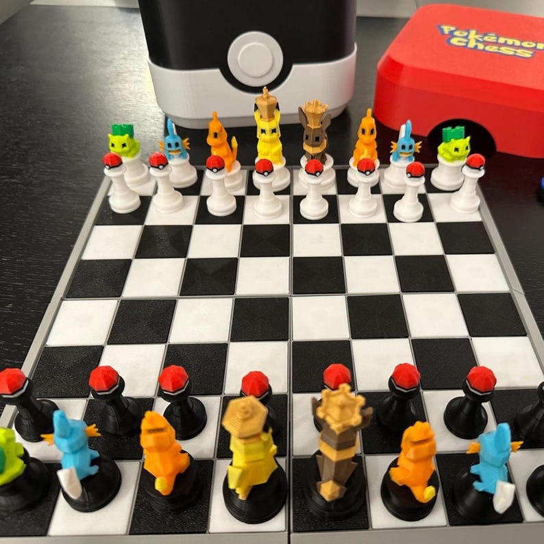 Pokémon Chess Set, 3D Printed Custom Chess Game, Pokémon Board Game ...