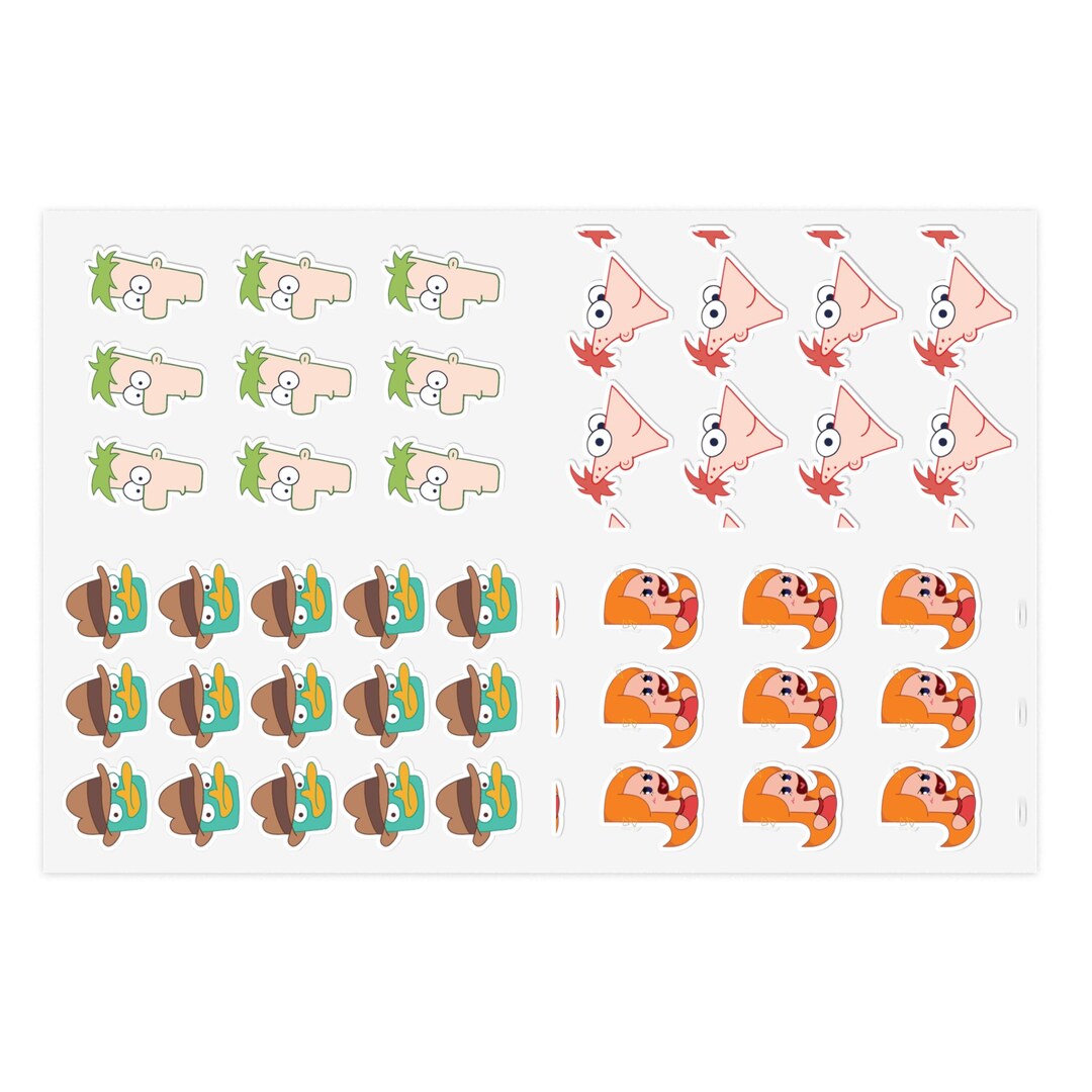 Phineas and Ferb Sticker Sheets | Cartoon Character Sticker Set - Etsy