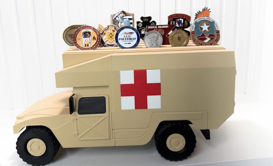 M988 MEDEVAC HMMWV Coin Holder | 3D Printed Military Ambulance Display ...