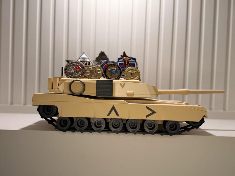 Military M1 Abrams Tank Challenge Coin Holder | Rotating Turret - Etsy