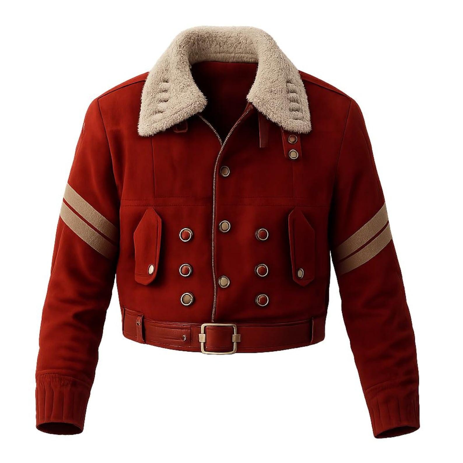 Inspired by Fallout S02 Aaron Moten Red Suede Shearling Leather Jacket ...