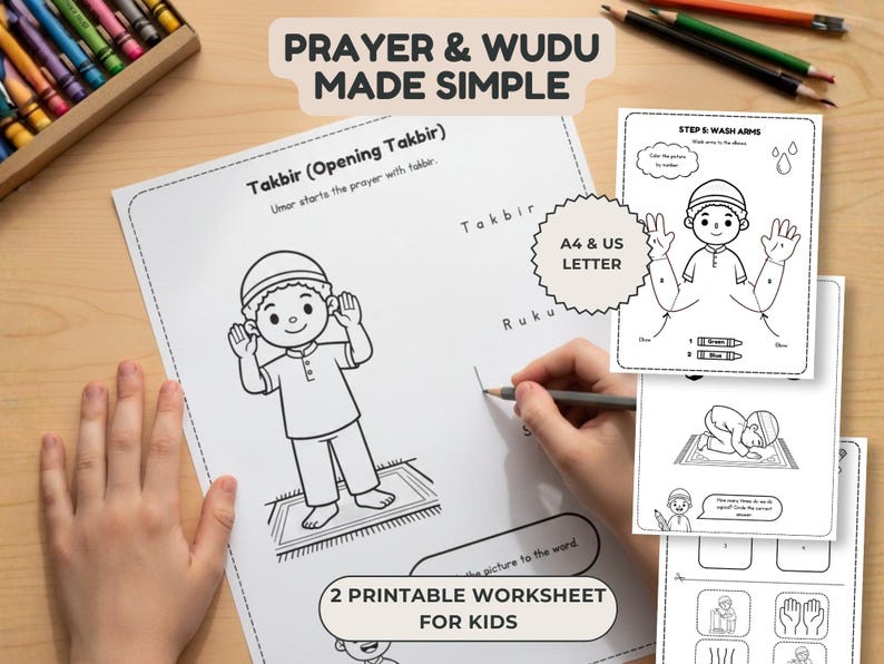 Muslim Kids Prayer & Wudu Worksheets | Preschool Activities | Islamic ...