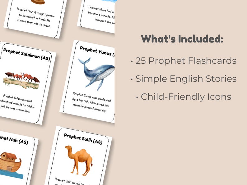 25 Prophets of Islam Flashcards | Muslim Kids Learning (PDF Printable ...