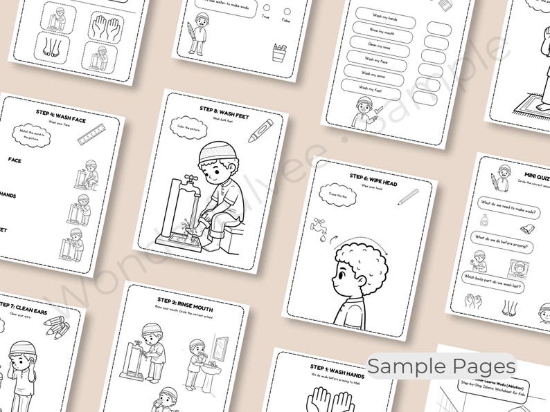 Wudu Learning Activities | Islamic Kids Worksheet (PDF Download) - Etsy