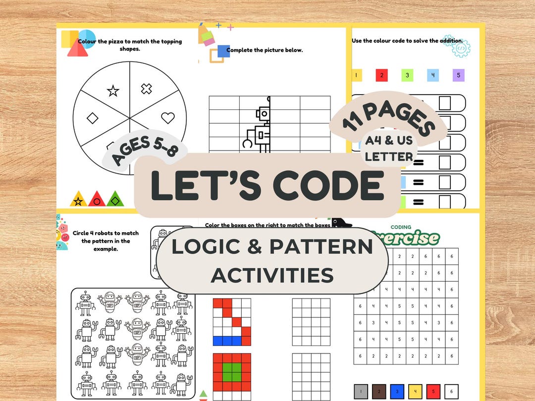 Coding for Kids Worksheets | Unplugged Logic & Pattern Activities ...