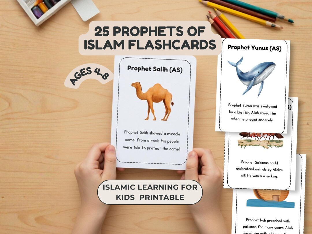 25 Prophets of Islam Flashcards Pastel Watercolor Printable PDF for ...