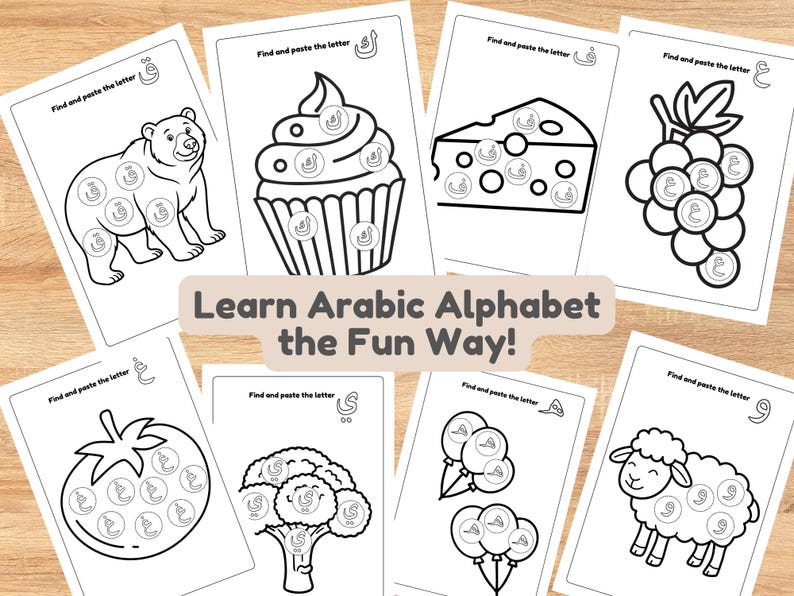 Arabic Alphabet Cut and Paste Worksheets | Hijaiyah Letters Activity ...