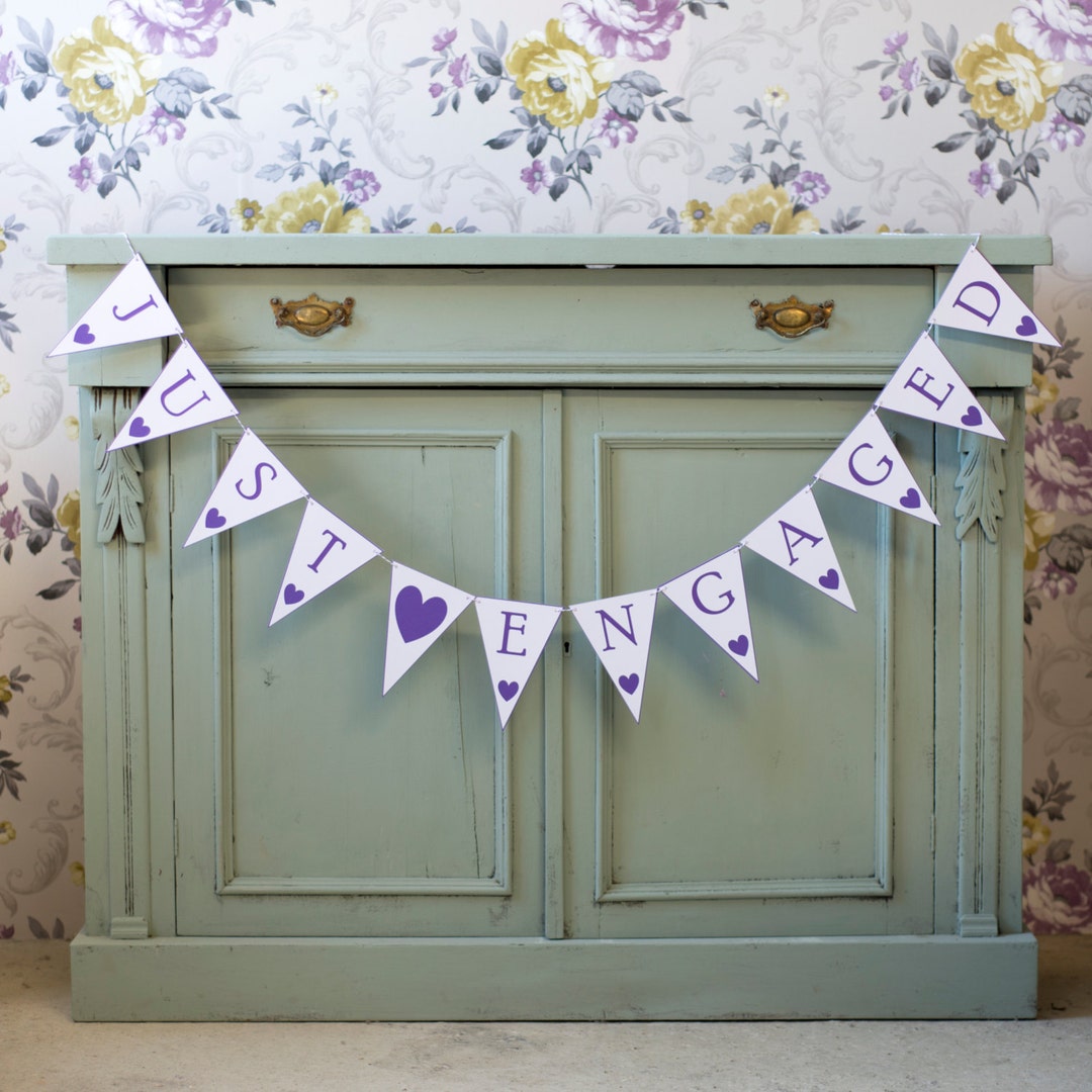 Just Engaged Bunting // Just Engaged Banner // Just Engaged Decoration ...