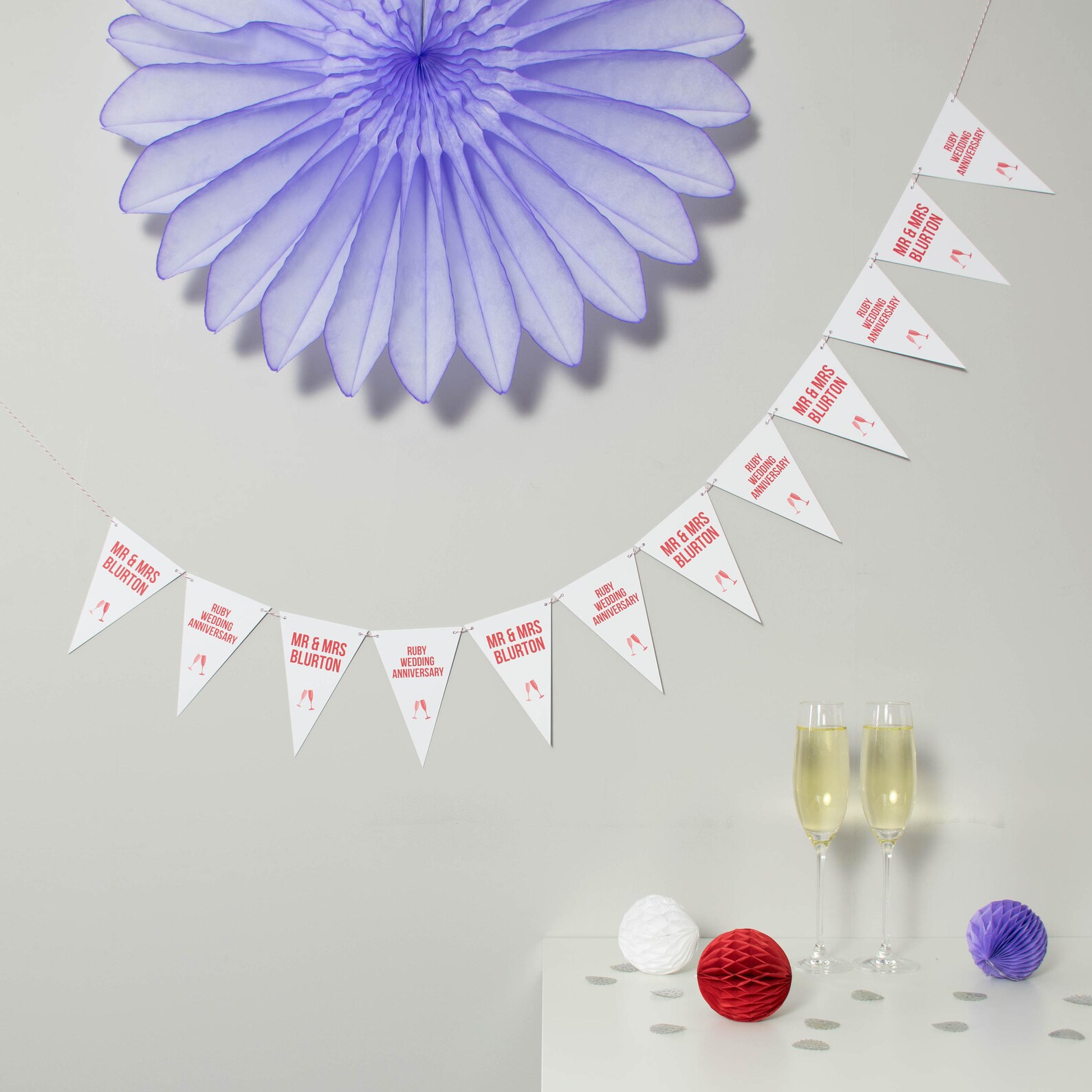 Ruby Wedding Anniversary Bunting // Party Decoration // 40th Wedding ...