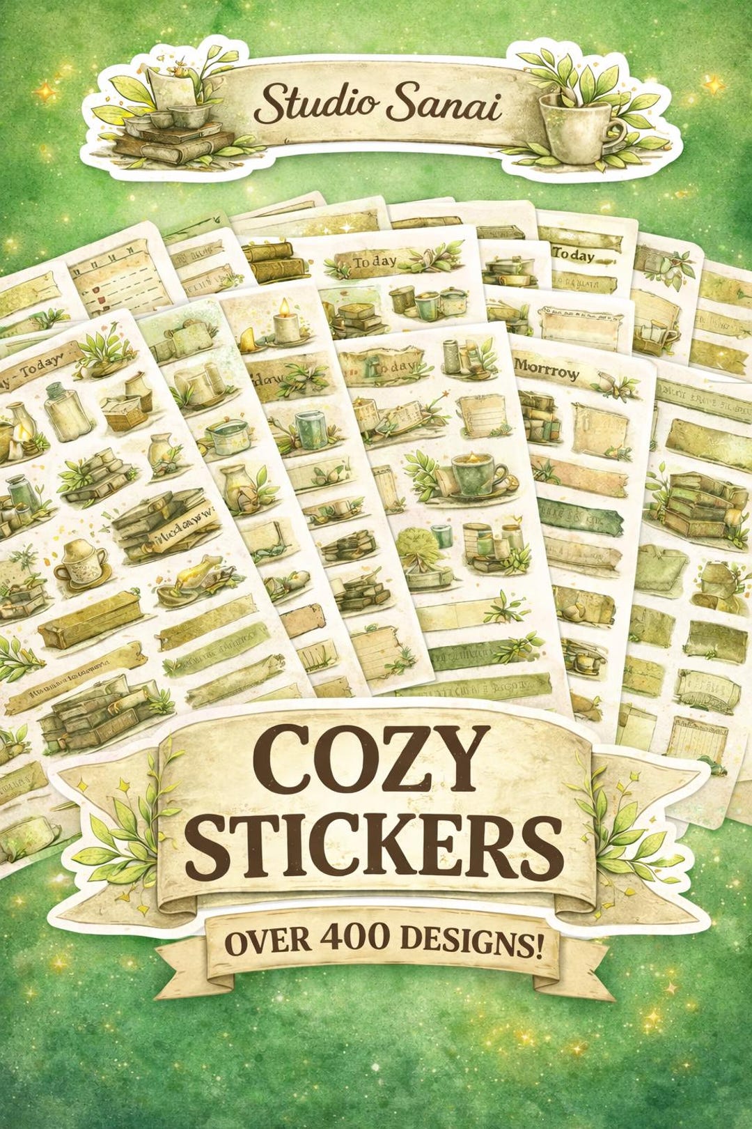 Cottagecore Digital Sticker Pack | 400+ Cozy Botanical Stickers for ...