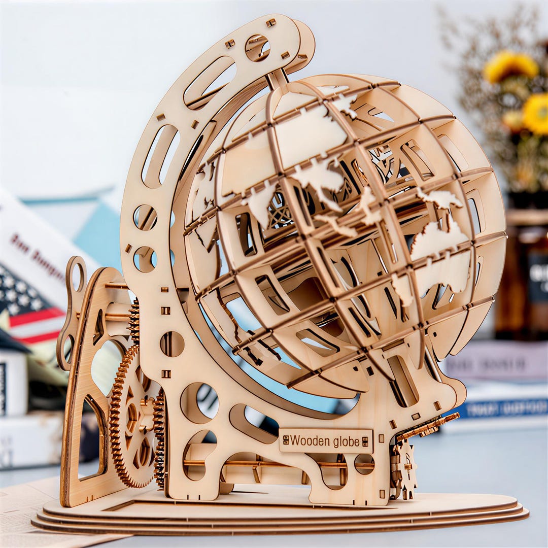 Laser Cut Globe SVG File – 3D Wooden Model | DIY Globe | Layered World ...