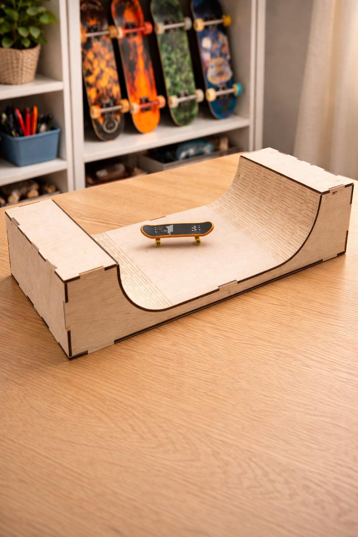 Laser Cut Wooden Fingerboard Ramp Toy Model SVG, Skateboard Fan Vector ...