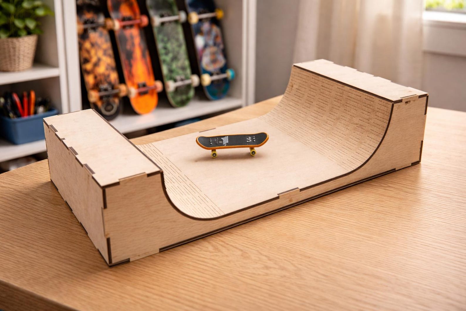 Laser Cut Wooden Fingerboard Ramp Toy Model SVG, Skateboard Fan Vector ...