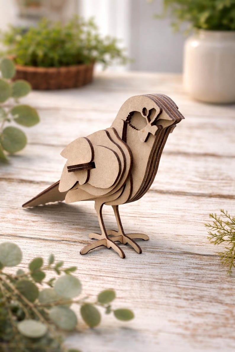 Sparrow 3D Puzzle SVG | Laser Cut Bird Model | Wooden Puzzle | CNC ...