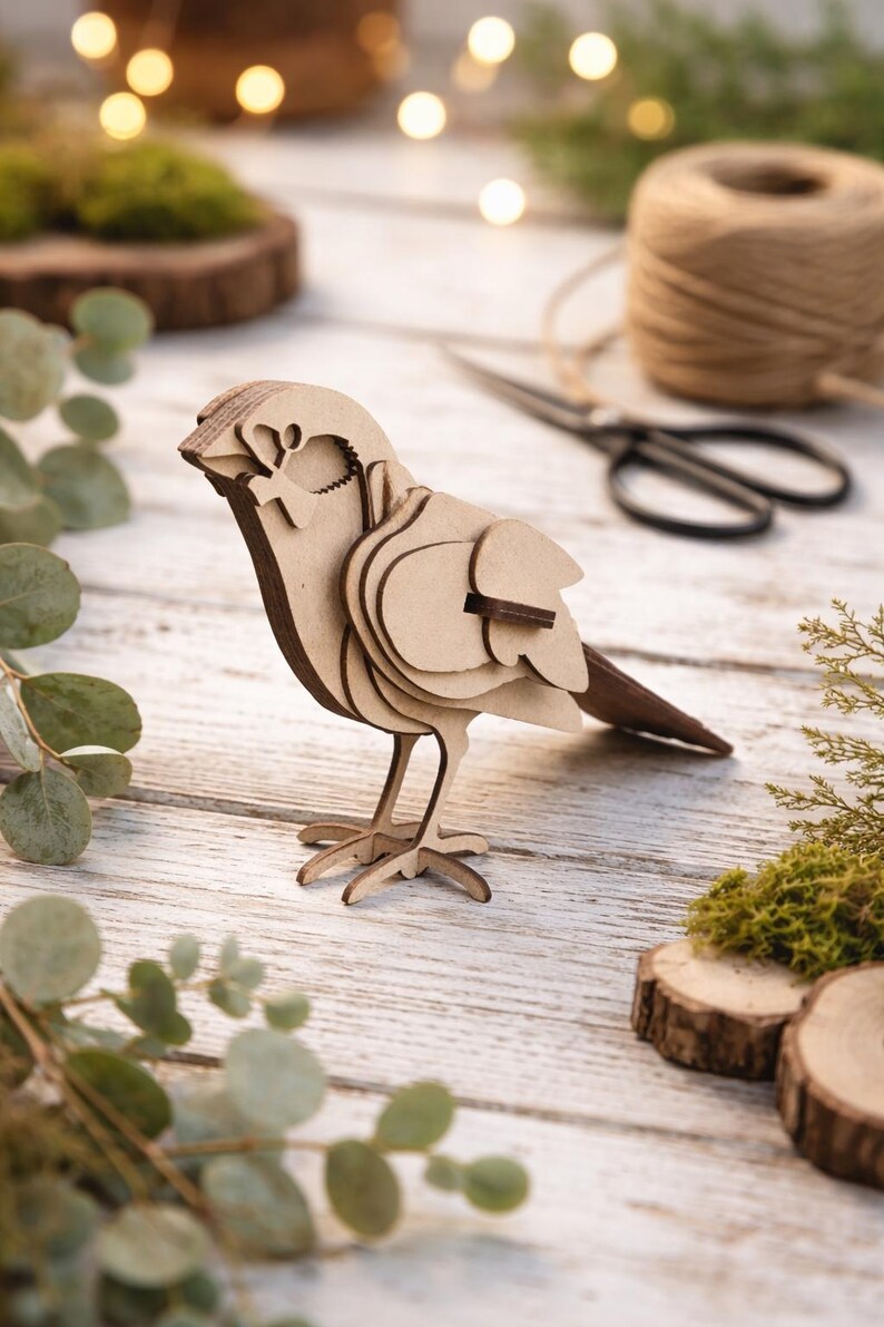 Sparrow 3D Puzzle SVG | Laser Cut Bird Model | Wooden Puzzle | CNC ...