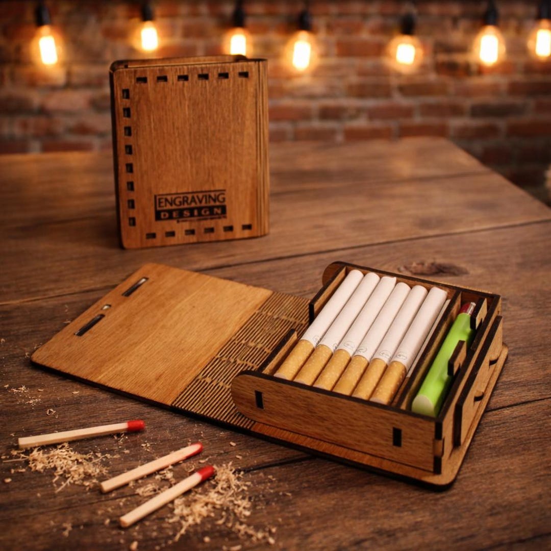 Laser Cut Wooden Cigarette Case Template Stylish Glowforge Cigarette ...