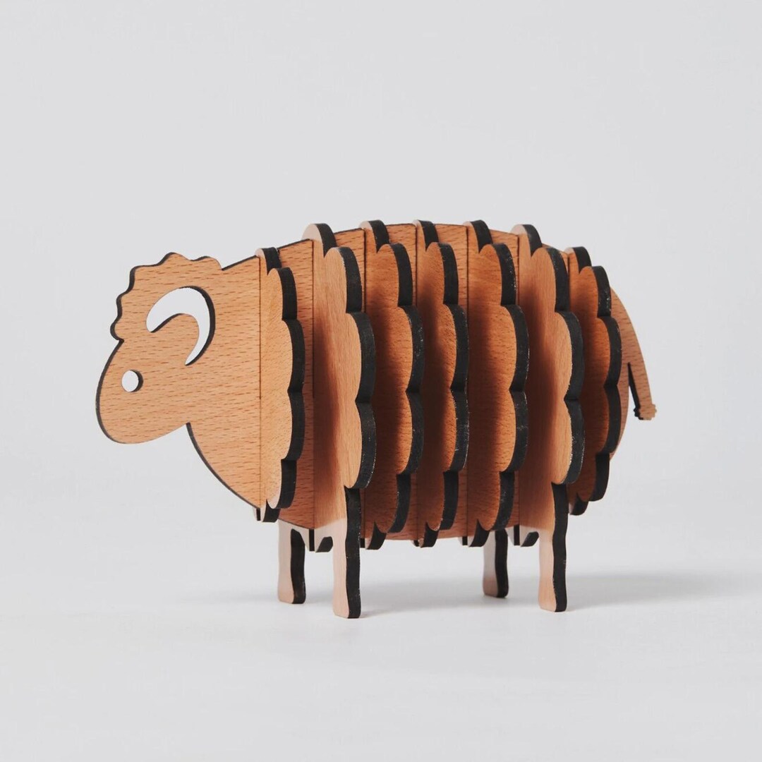Laser Cut Sheep Coaster Set SVG | Wooden Coasters With Holder | CNC ...