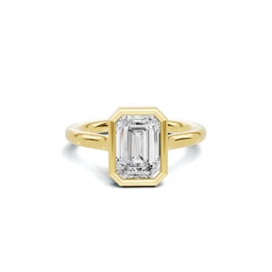 Emerald Cut Lab Diamond Ring: 2CT E VS1 IGI Certified Bezel Set 14K ...