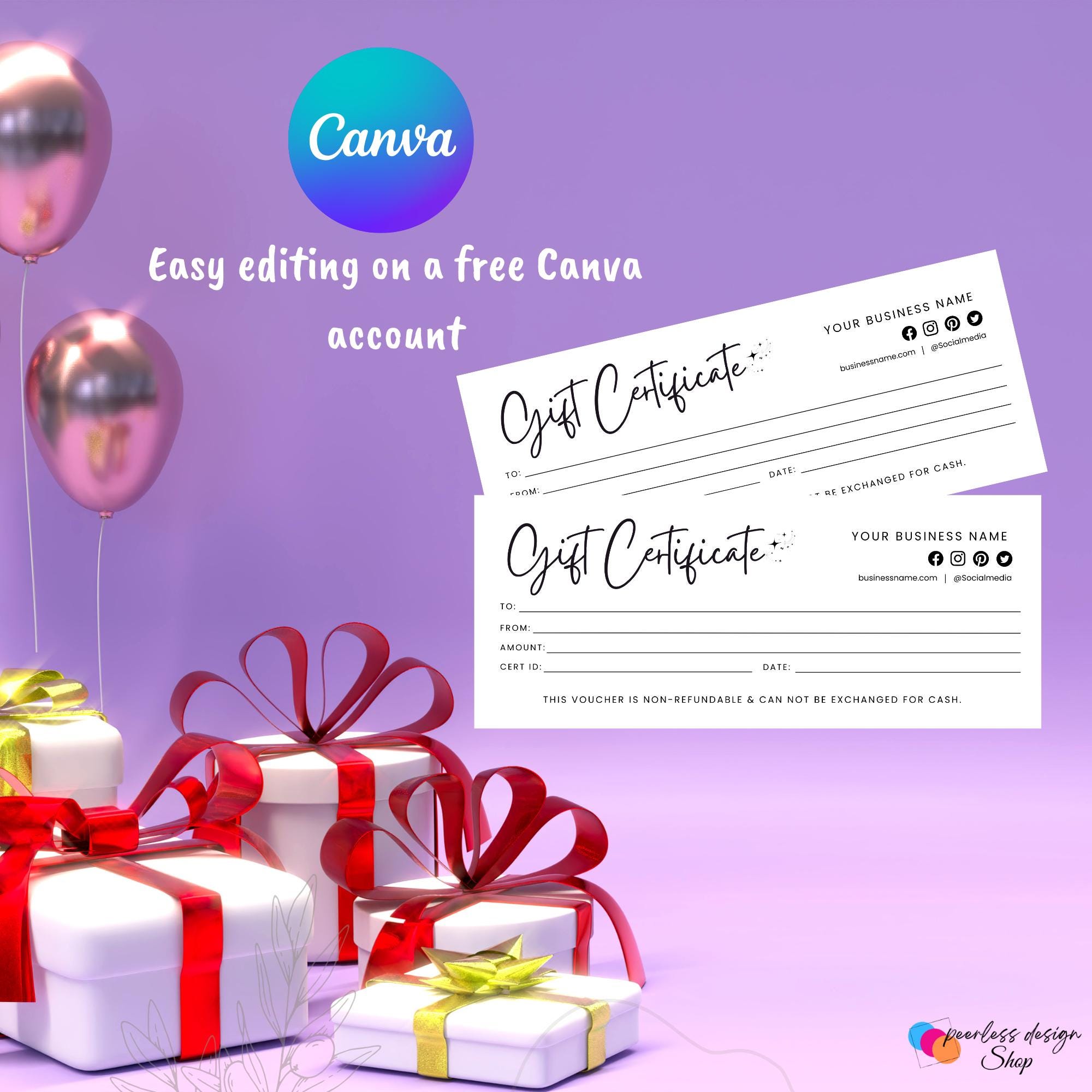 Printable Blank Gift Certificate, Surprise Voucher Template, Editable ...