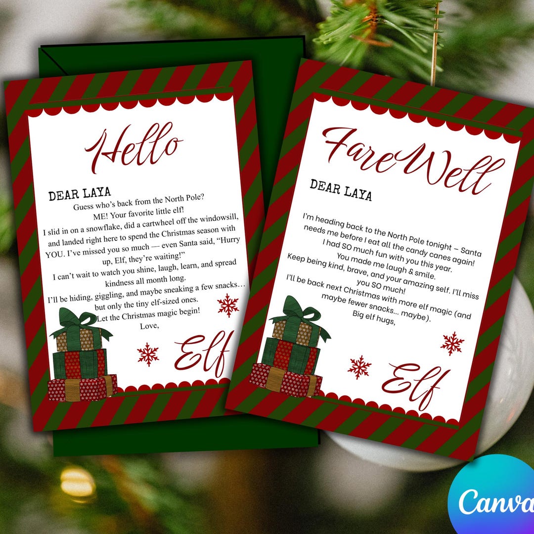 Elf Arrival & Goodbye Letter Bundle | Editable Printable (instant ...