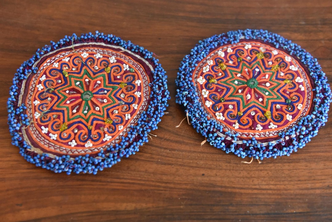 Big Round Beaded Embroidered Patches Large Vintage Embroidered Patch ...
