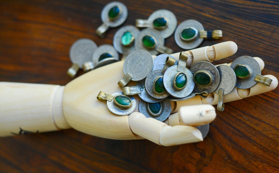 1 Pc Vintage Kuchi Metal Coin Green Tribal Coin Jewelry Ethnic Coins ...