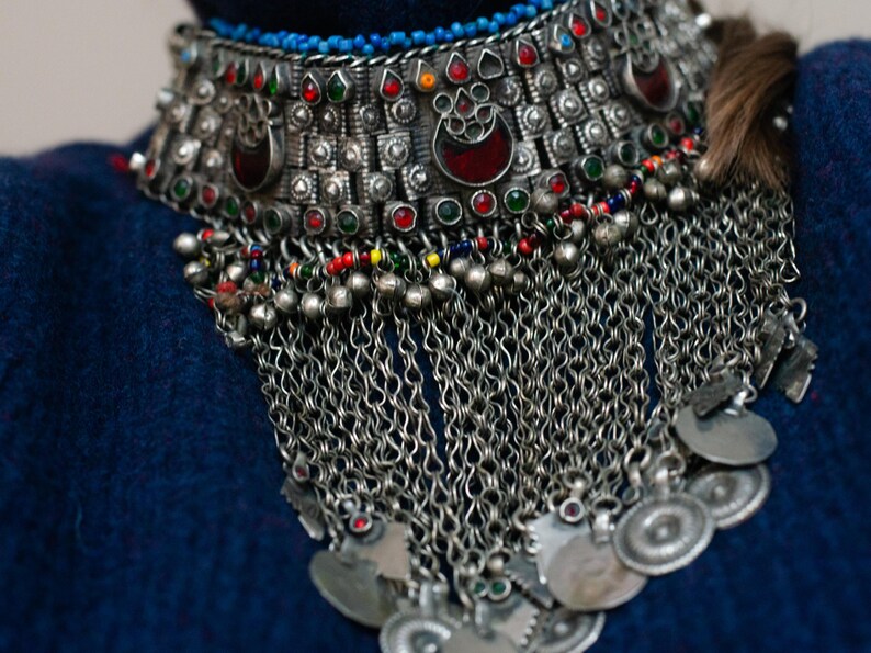 Vintage Kuchi Choker Necklace With Metal Dangles - Tribal Fusion - Etsy ...