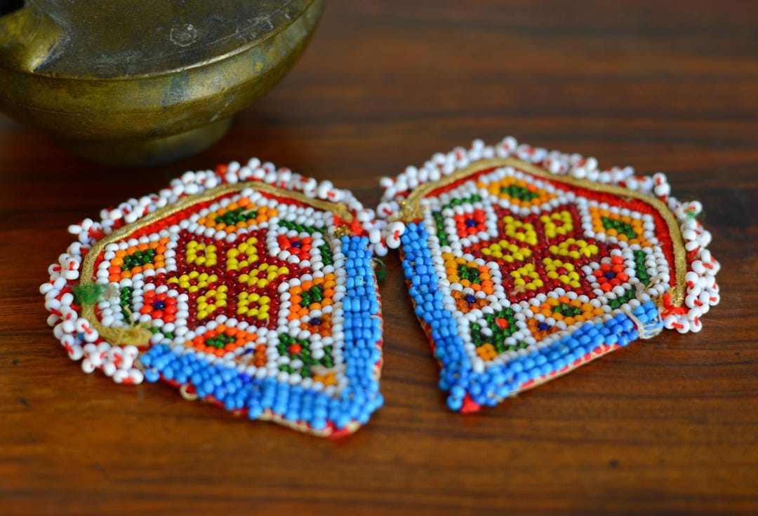Vintage Triangle Beaded Patches Ethnic Pattern Beaded Star Patch Tribal ...