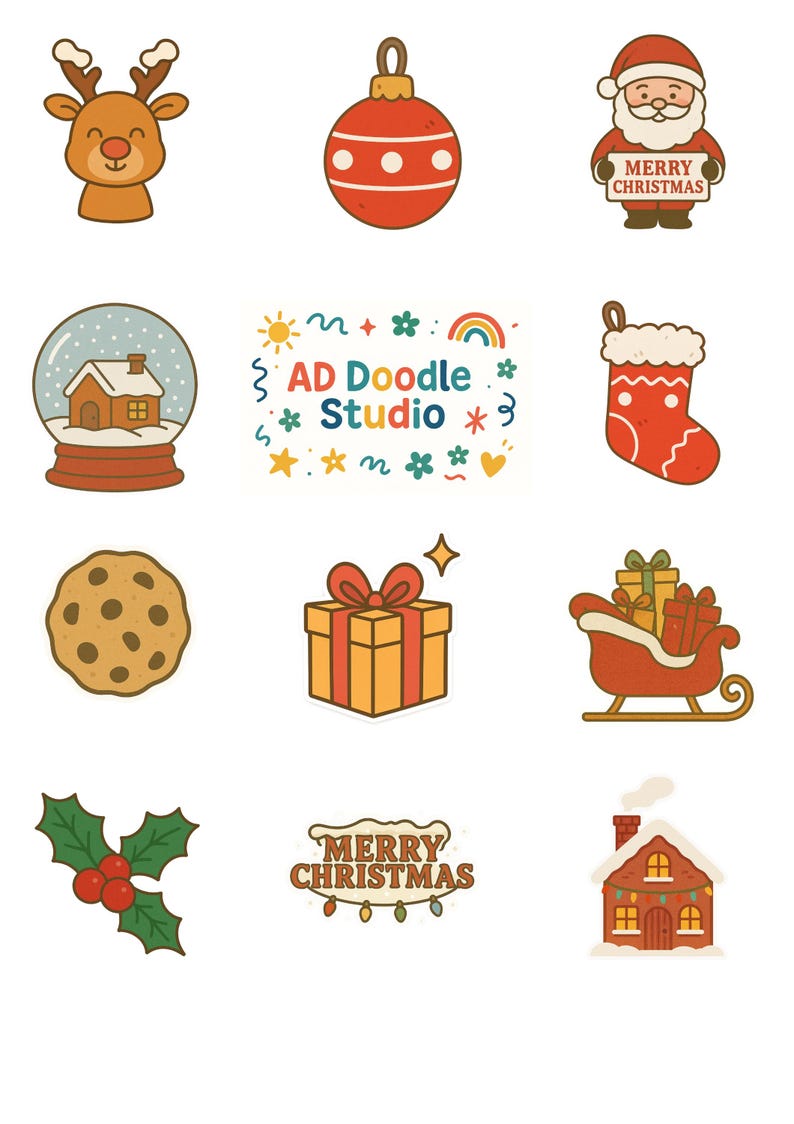 30 Christmas Stickers PNG Bundle | Vintage Holiday | Adorable Pack ...