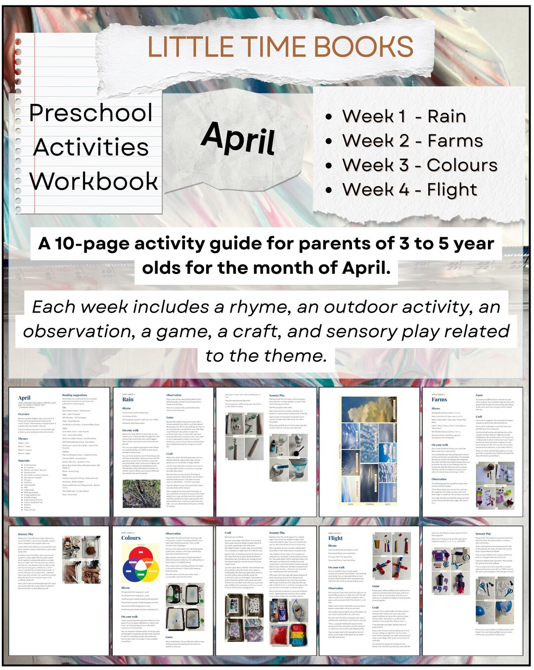 April Preschool Activity Plan - Etsy