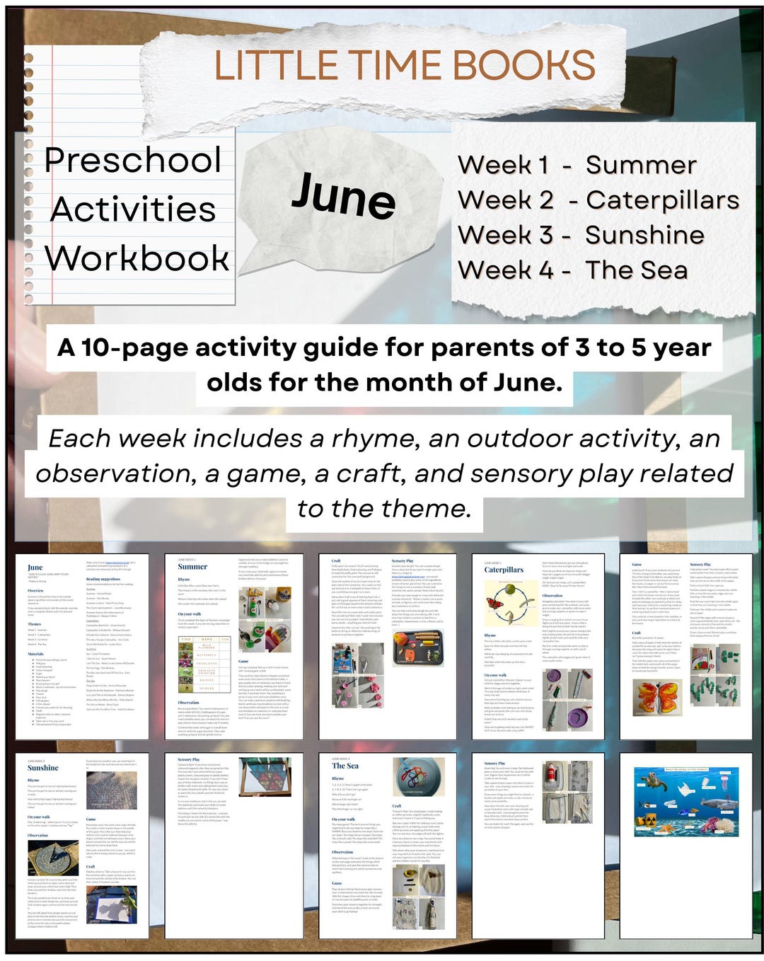 June Preschool Activity Plan - Etsy